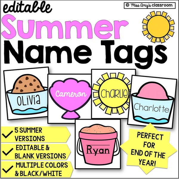 Summer Nametag - Etsy