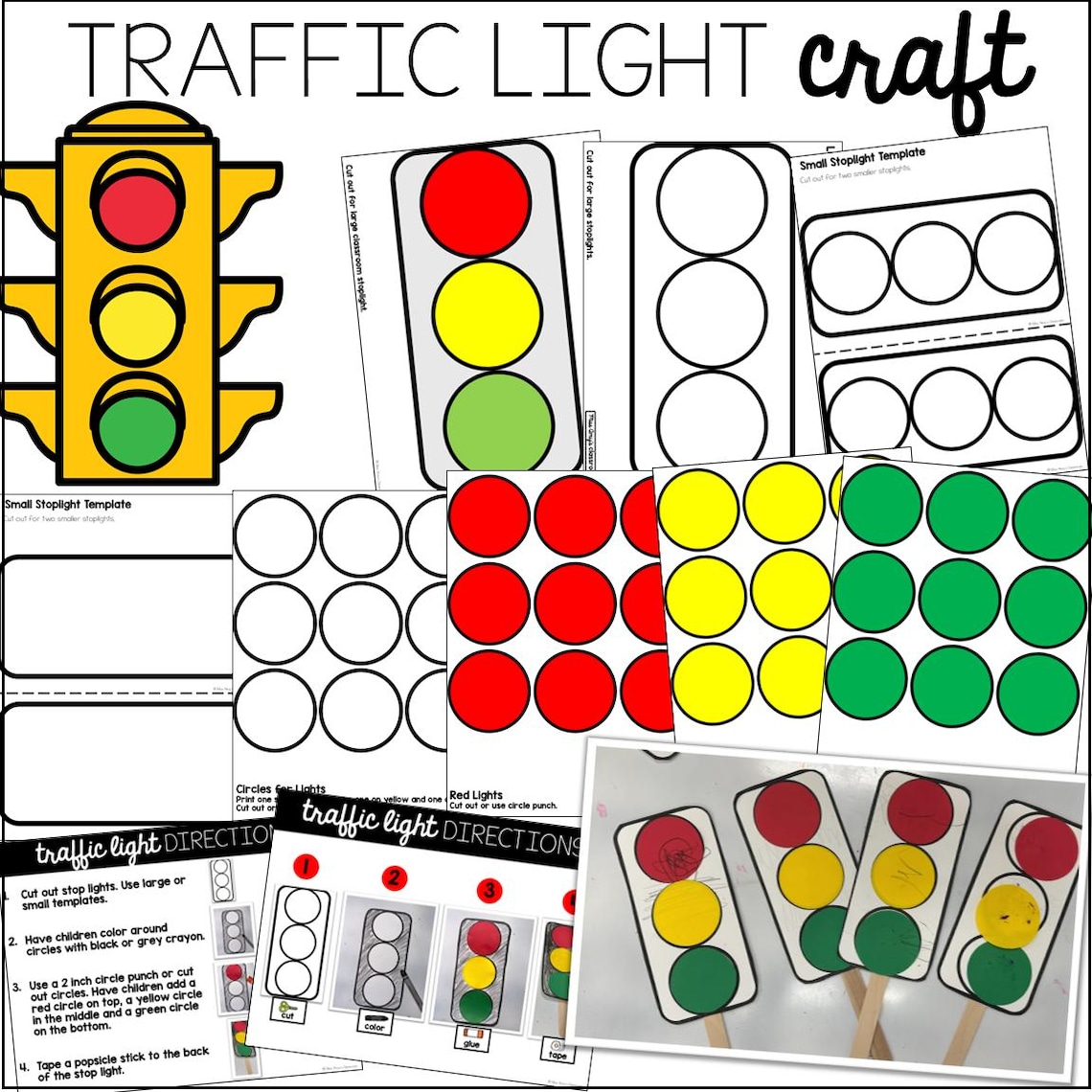 Traffic Light Craft: Transportation Activity Set for Preschool ...
