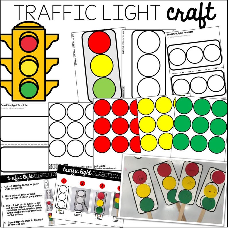 Traffic Light Craft: Transportation Activity Set for Preschool ...
