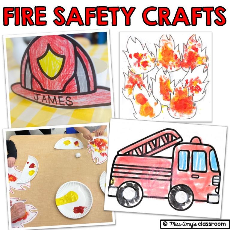 Preschool Fire Safety Activities: Firefighter Crafts, Fine Motor ...
