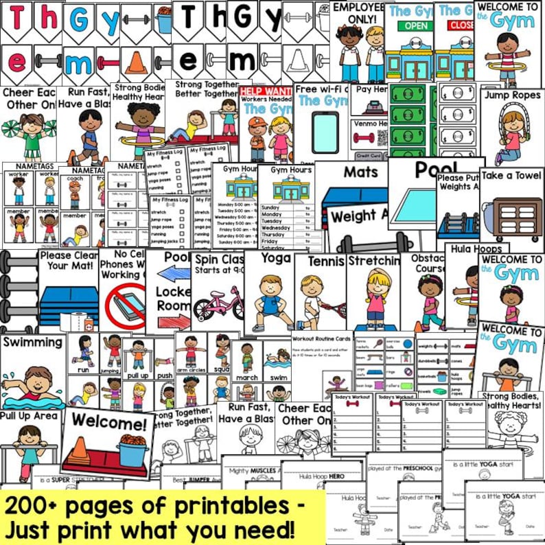 Gym & Smoothie Bar Dramatic Play Printables: Preschool Fitness (digital ...