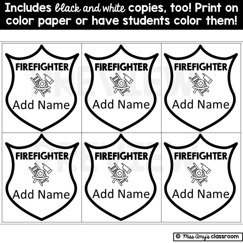 Editable Firefighter Name Tags - Fire Safety Week Printable Badges ...