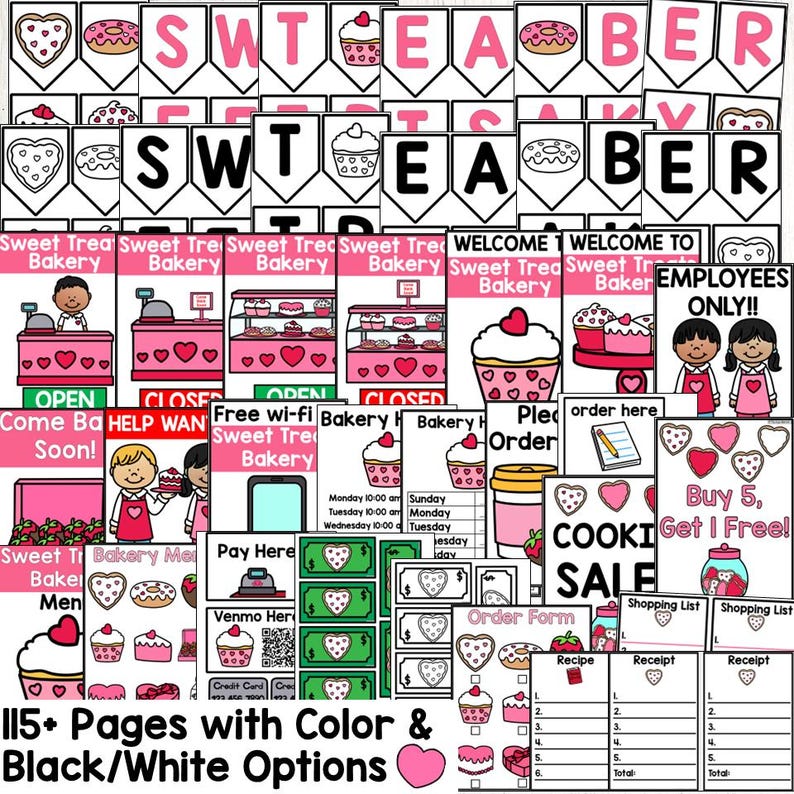 Sweet Treats Bakery: Valentine's Day Bakery Pretend Play Printables ...