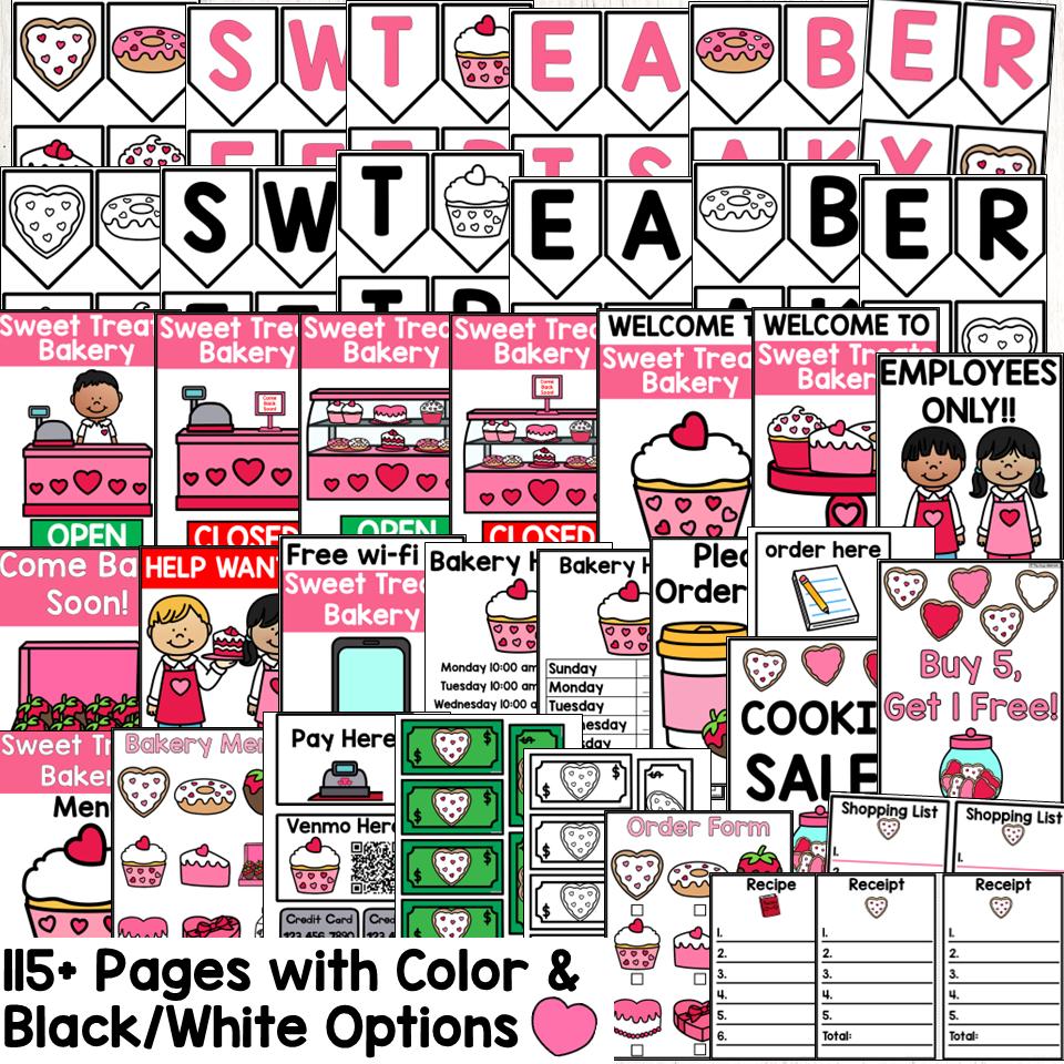 Sweet Treats Bakery: Valentine's Day Bakery Pretend Play Printables ...