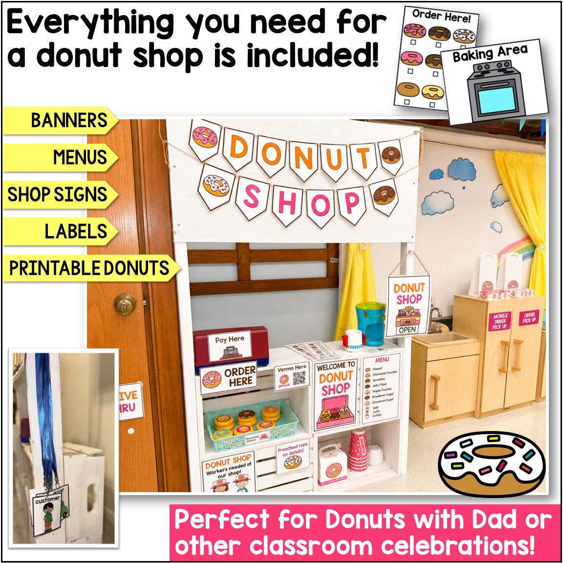 Donut Shop Dramatic Play Printables: Bakery Pretend Play for Toddlers ...