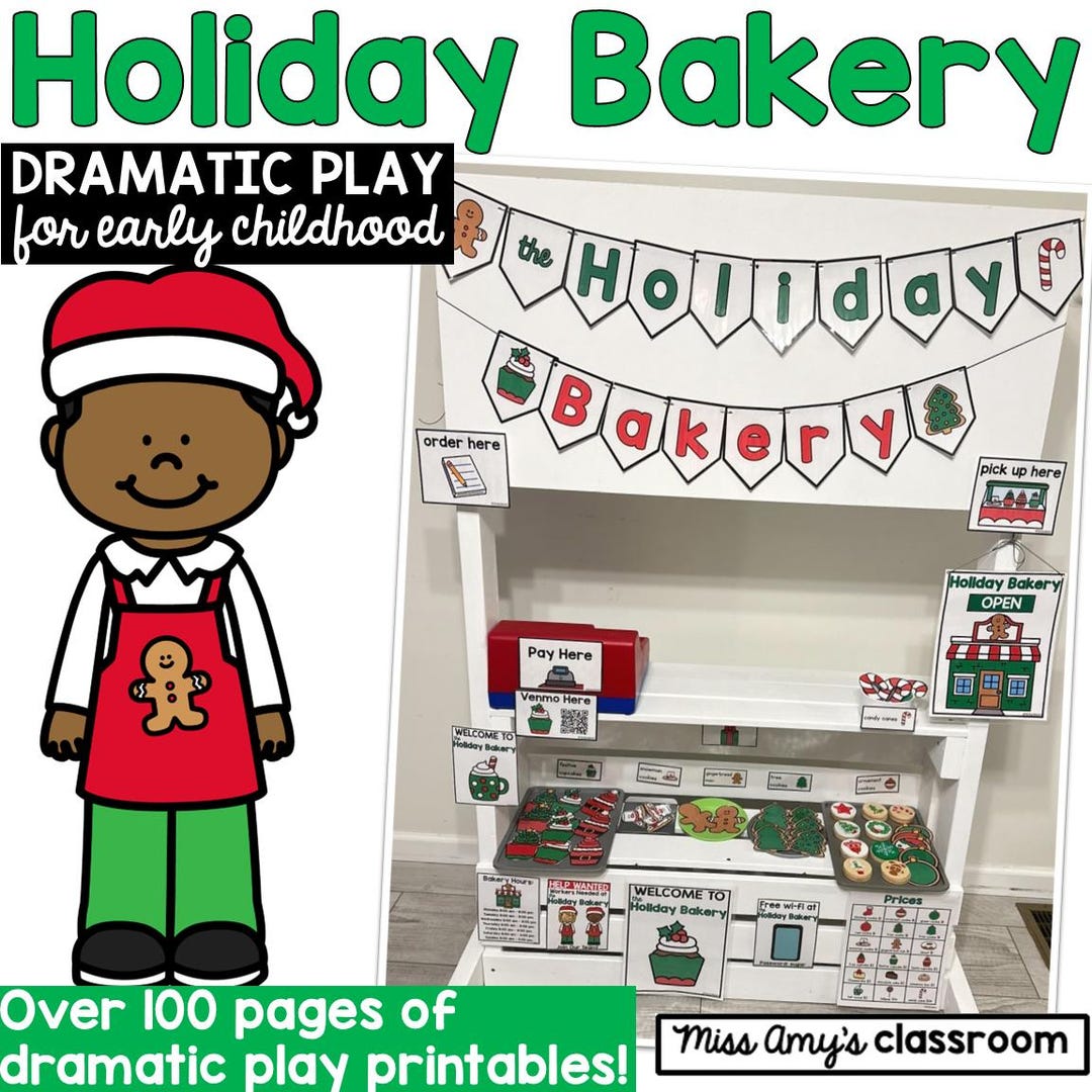 Christmas Bakery Dramatic Play Printables: Holiday Pretend Play Center ...