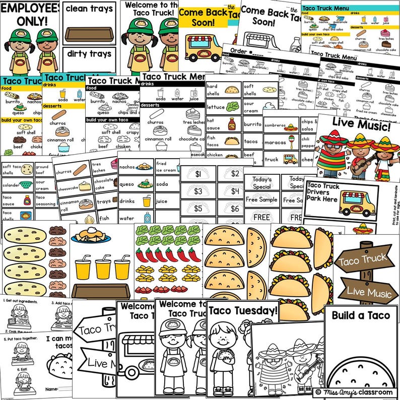 Taco Stand Dramatic Play Printable - Taco Truck Pretend Play Center for ...