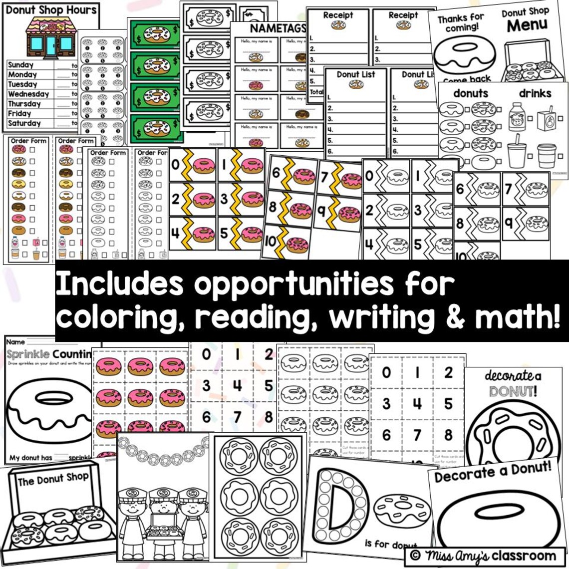 Donut Shop Dramatic Play Printables: Bakery Pretend Play for Toddlers ...