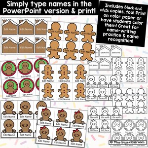 EDITABLE Gingerbread Name Tags for Christmas Tags & Holiday Bulletin ...