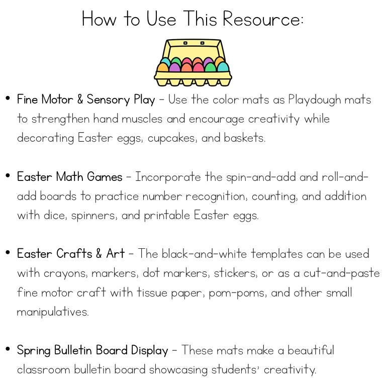 Printable Easter Play-doh Mats: Spring Math Games & Crafts (PDF) - Etsy