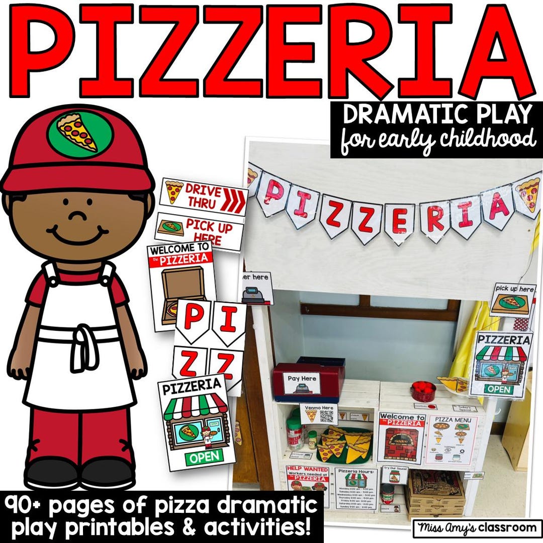 Preschool Pizzeria Pretend Play Set: Printable Pizza Dramatic Play ...
