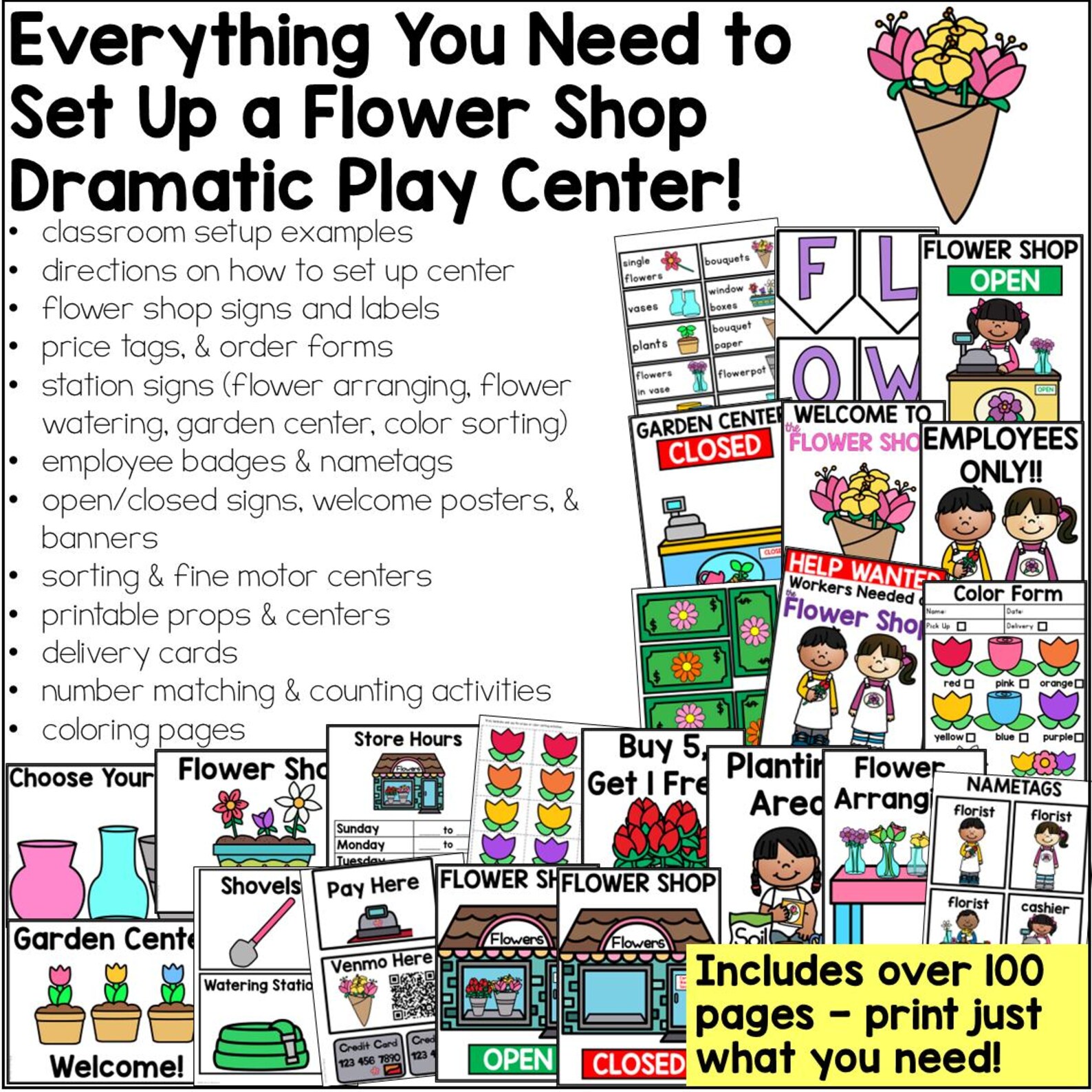 Pretend Play Flower Shop for Kids - Printable Garden Center Dramatic ...