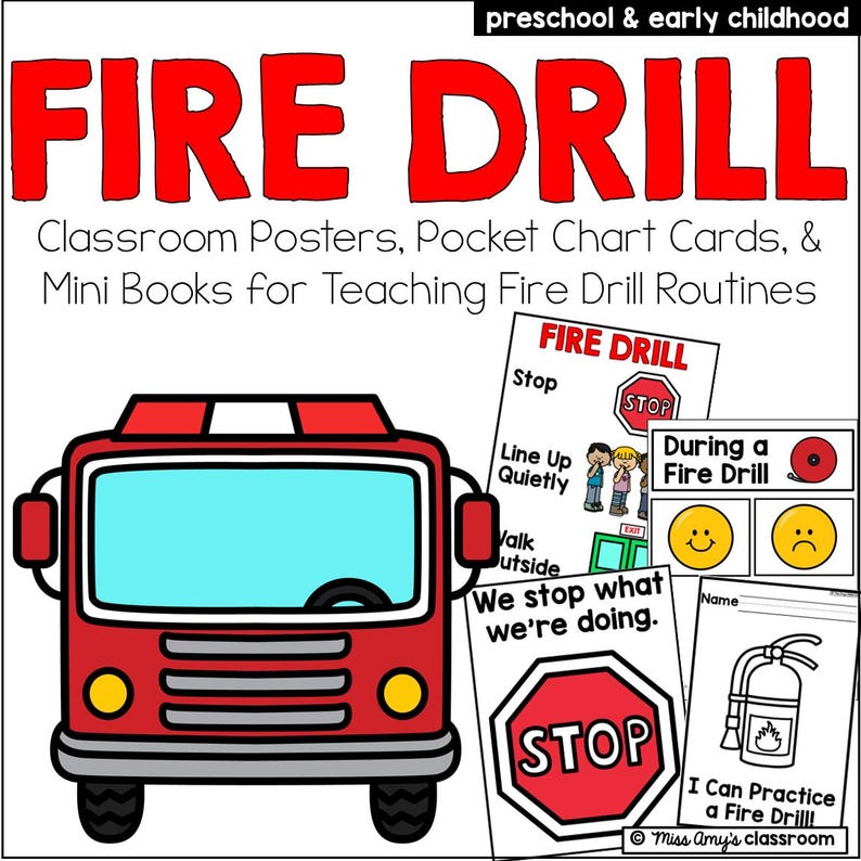 Fire Drill Routine Visuals & Activities - Preschool, Kindergarten Fire ...