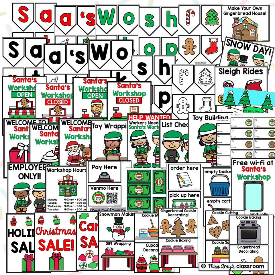 Santa's Workshop Dramatic Play Printables for Preschoolers- Christmas ...