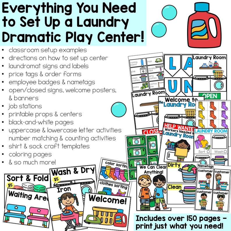 Laundry Room - Laundromat Dramatic Play Center Printables -preschool ...