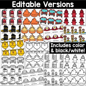 Editable Firefighter Name Tags - Fire Safety Week Printable Badges ...