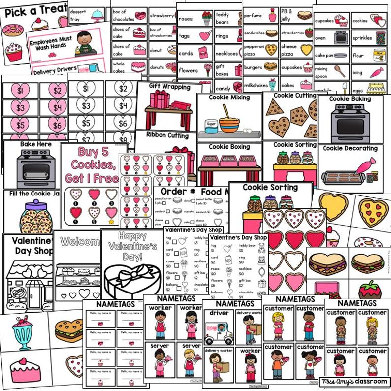 Valentine's Day Bakery & Gift Shop Printables: Dramatic Pretend Play ...
