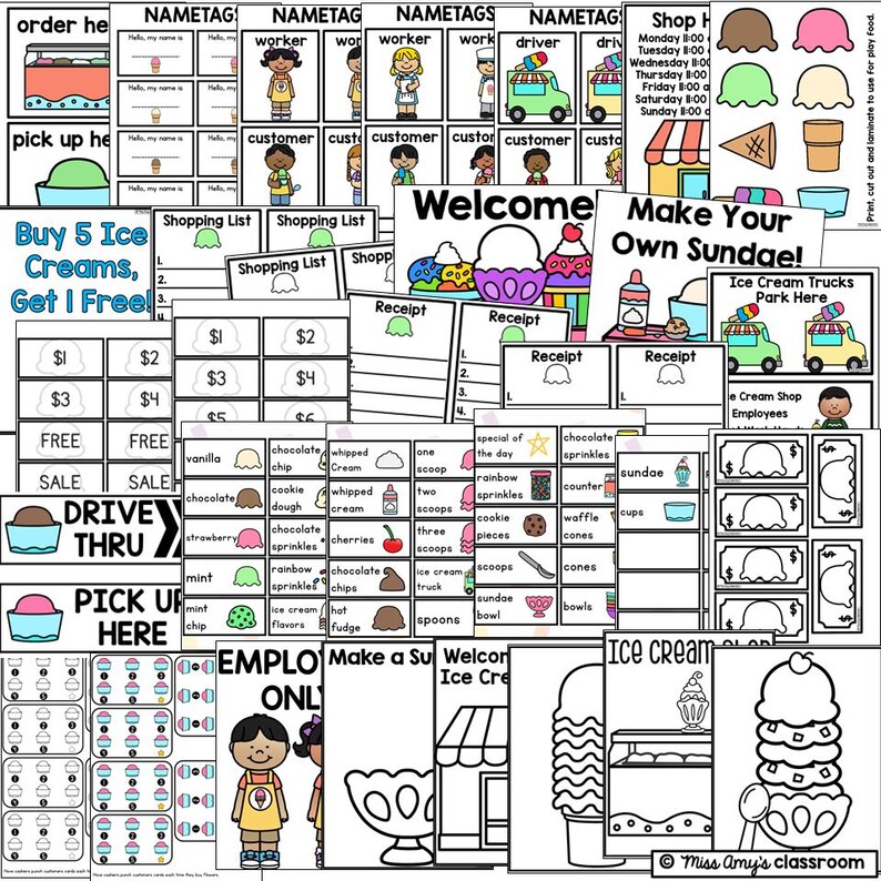 Dramatic Play Ice Cream Shop - Summer Pretend Play Printables for Ice ...