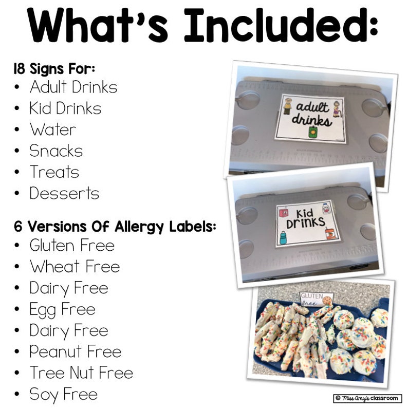 Party Signs: Drinks, Snacks & Allergy Labels (printable) - Etsy