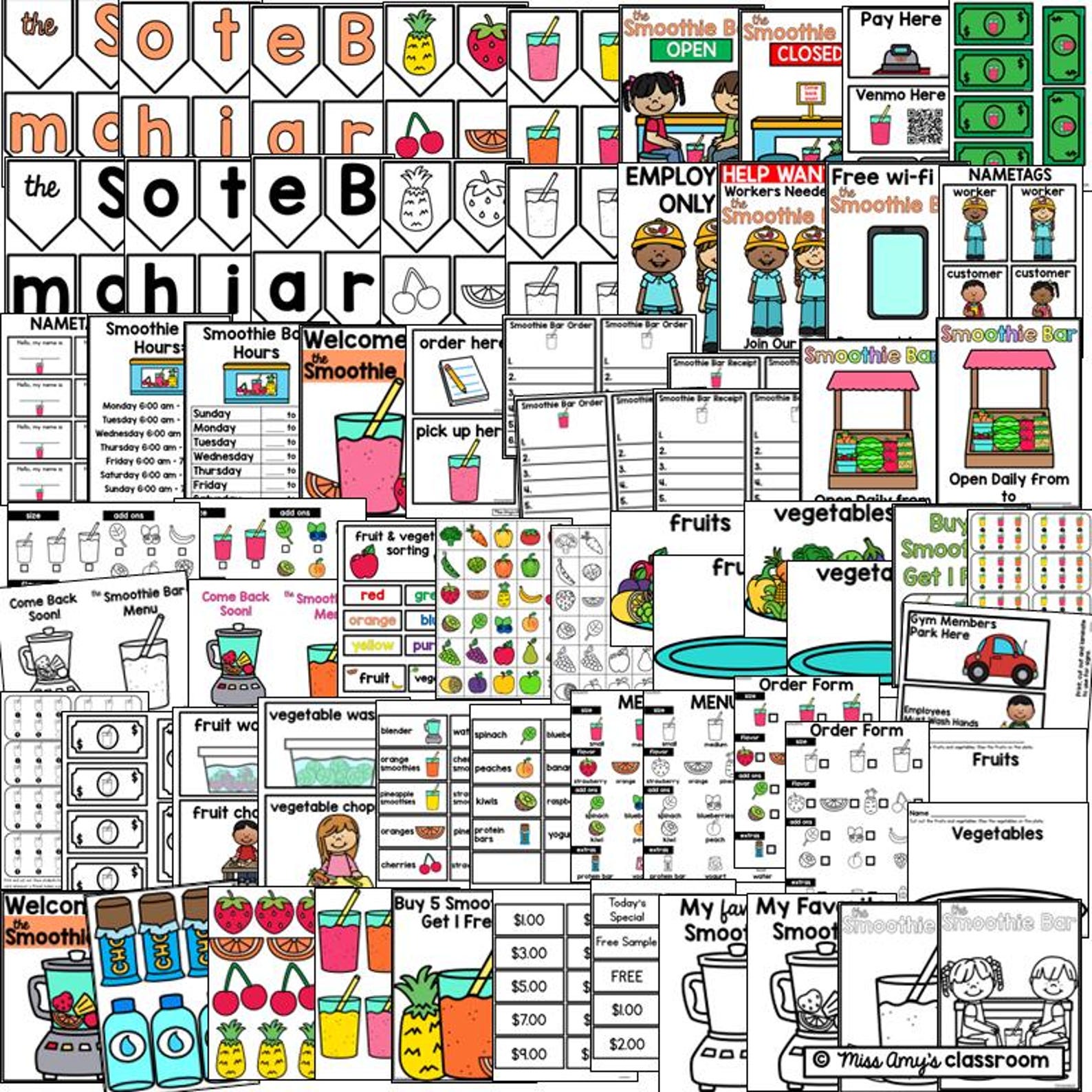 Gym & Smoothie Bar Dramatic Play Printables: Preschool Fitness (digital ...