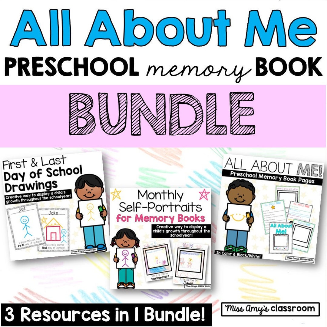 All About Me Preschool Worksheets- Memory Book Pages- Monthly Self ...
