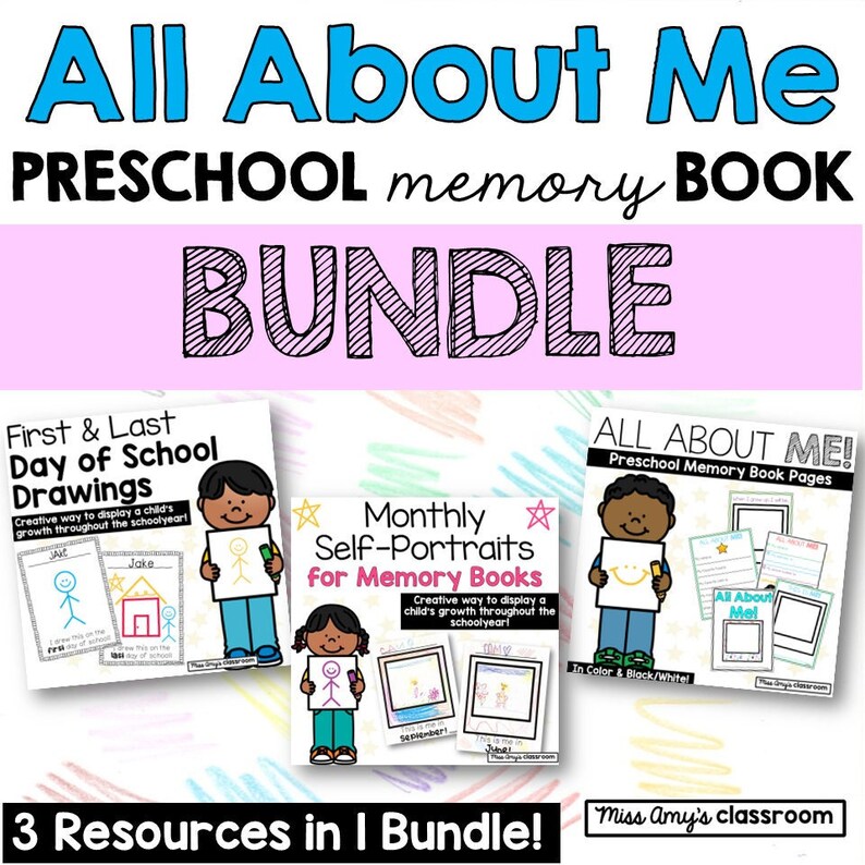 All About Me Preschool Worksheets- Memory Book Pages- Monthly Self ...
