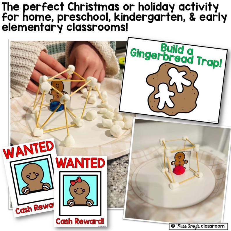 Gingerbread Man STEM Activity: Christmas Preschool & Kindergarten ...