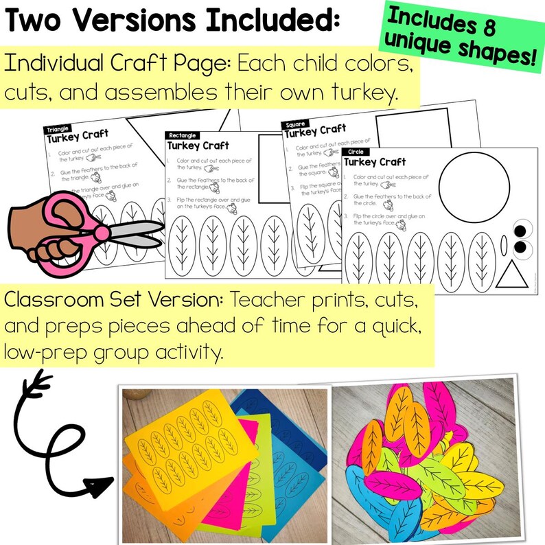 Turkey Shape Craft - Preschool & Kindergarten Thanksgiving Fine Motor ...