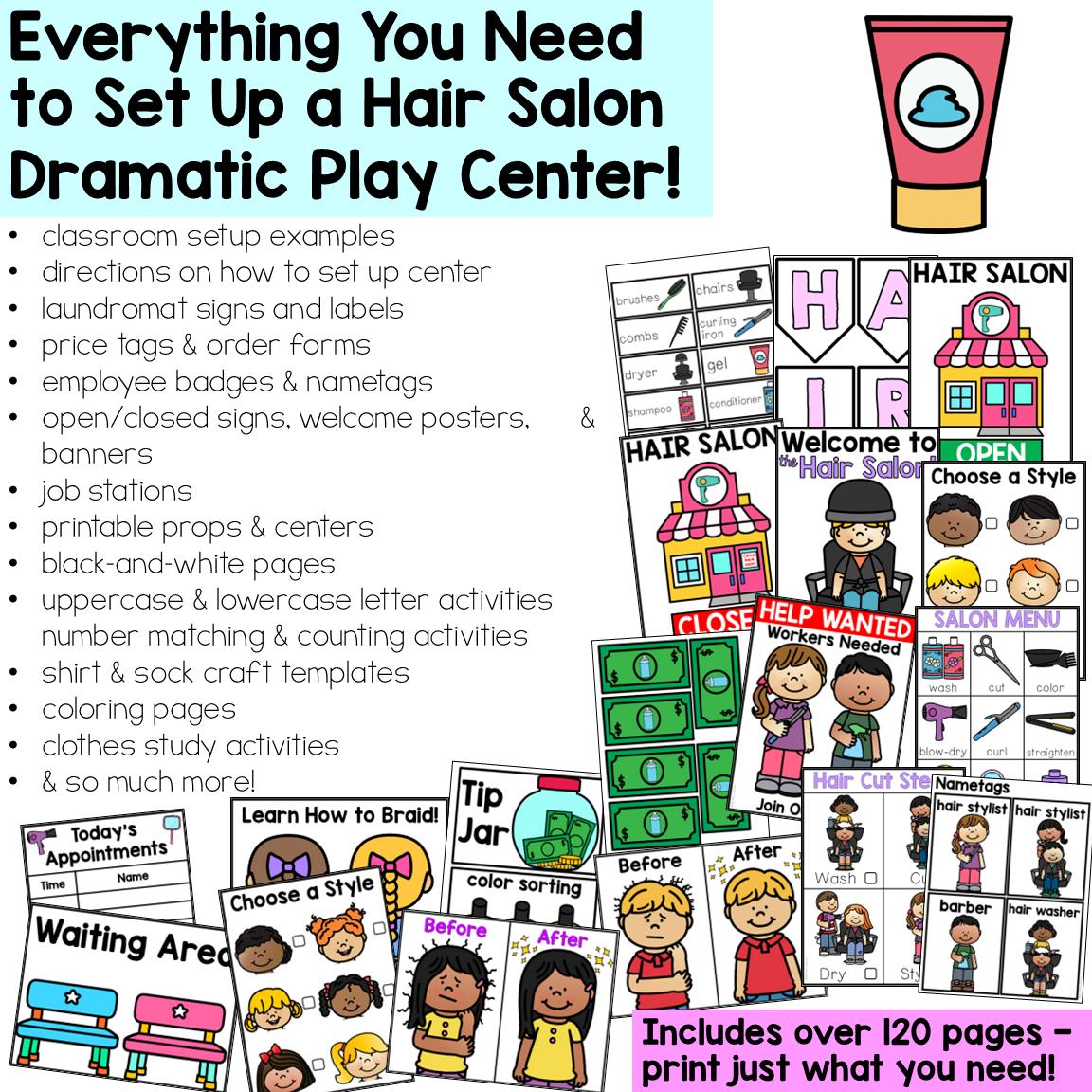 Hair Salon Dramatic Play Center - Pretend Beauty Salon Printables ...