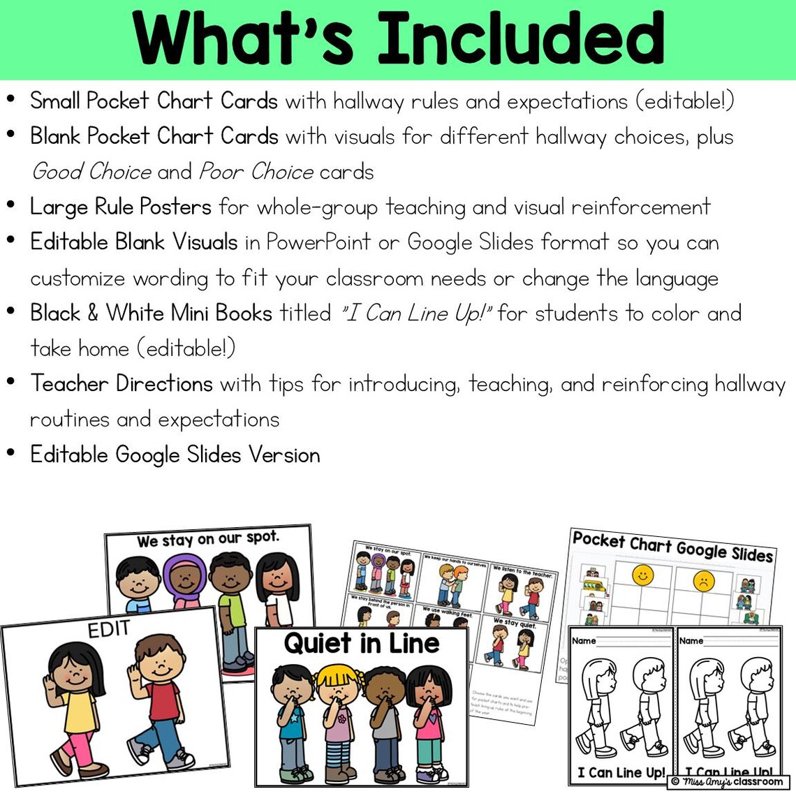 Preschool Line up Rules Poster Set: Classroom Management Printables ...