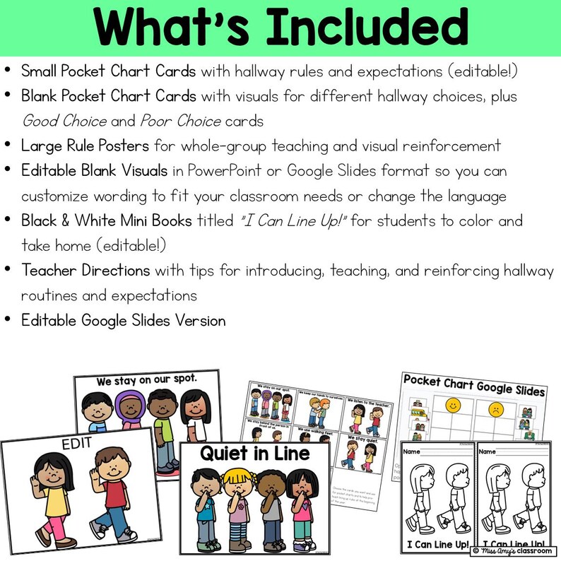 Preschool Line up Rules Poster Set: Classroom Management Printables ...
