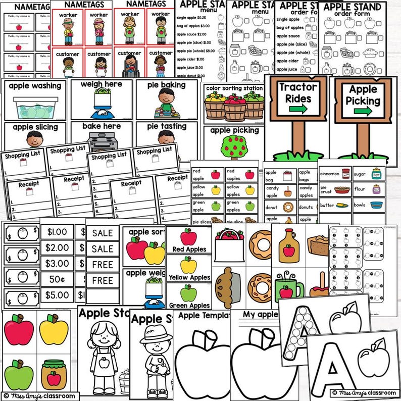 Apple Stand Dramatic Play Printables: Fall Preschool Activity (PDF ...