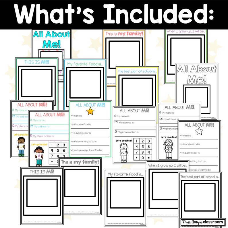 All About Me Preschool Worksheets- Memory Book Pages- Monthly Self ...