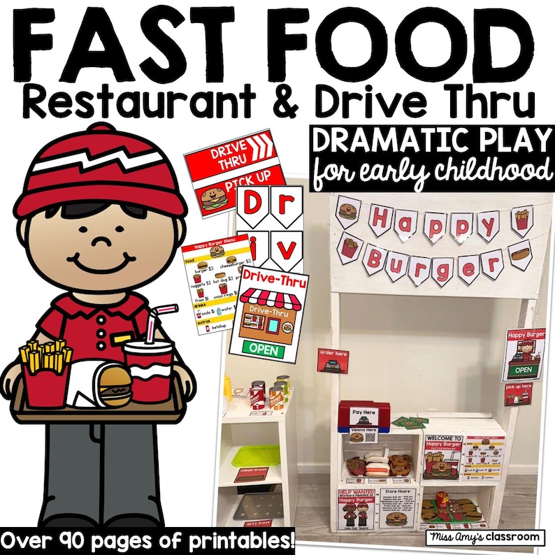 Printable Fast Food Restaurant: Pretend Play Drive-thru (PDF Download ...