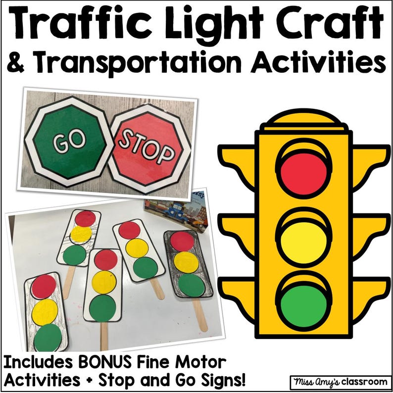 Traffic Light Craft: Transportation Activity Set for Preschool ...