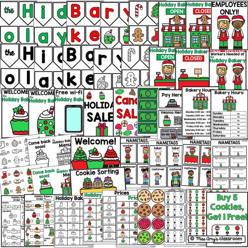 Christmas Bakery Dramatic Play Printables: Holiday Pretend Play Center ...