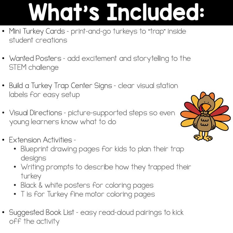 How to Catch a Turkey STEM Activity: Preschool Thanksgiving - Etsy