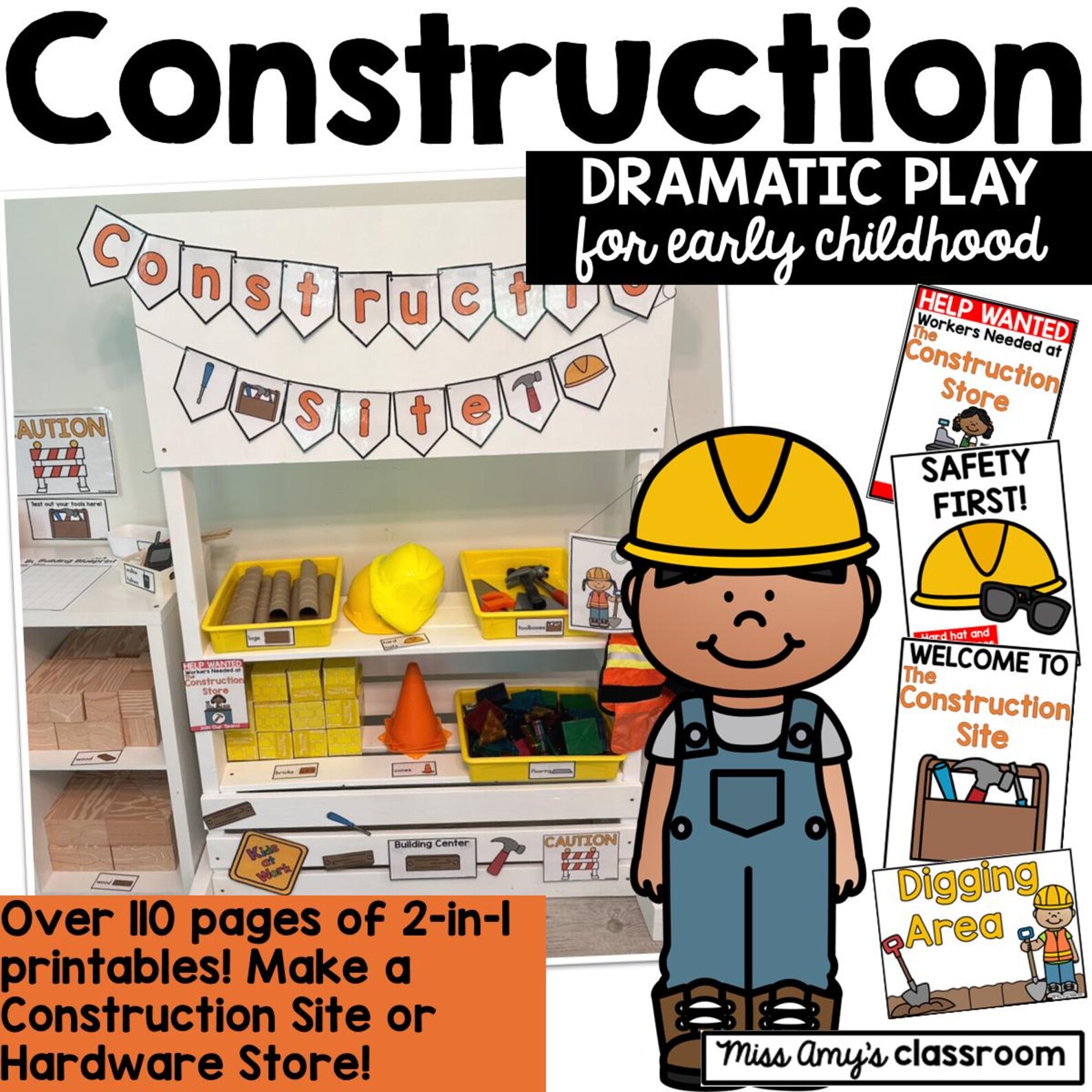 Construction Site Dramatic Play Printables: Preschool Learning (PDF) - Etsy