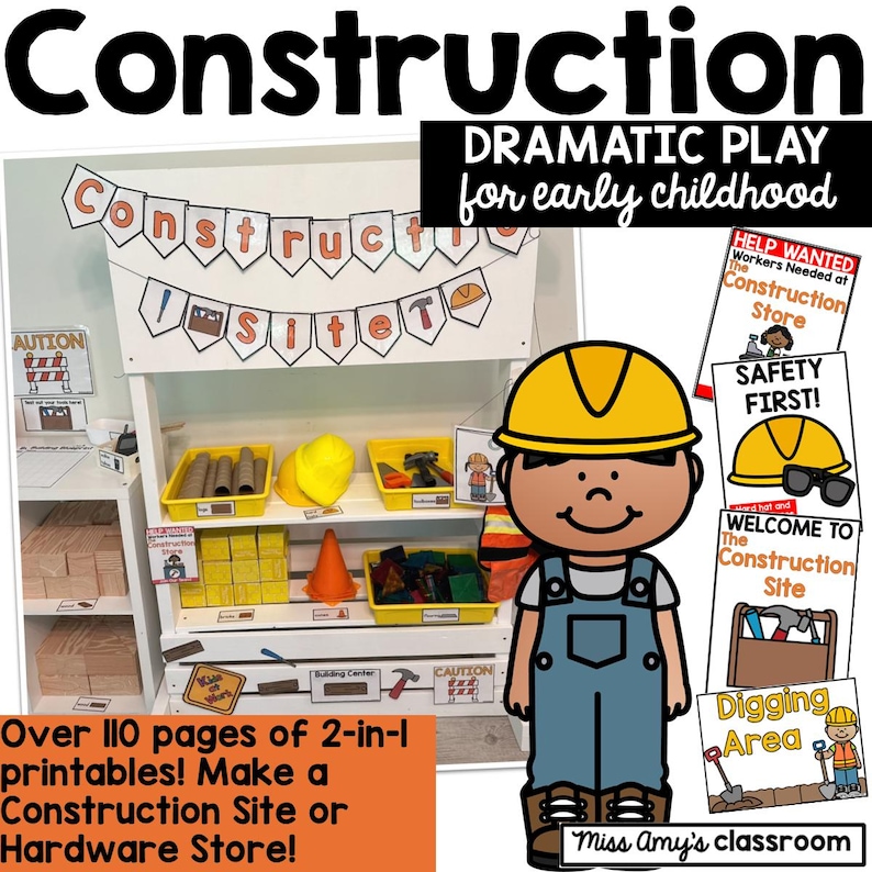 Construction Site Dramatic Play Printables: Preschool Learning (PDF) - Etsy