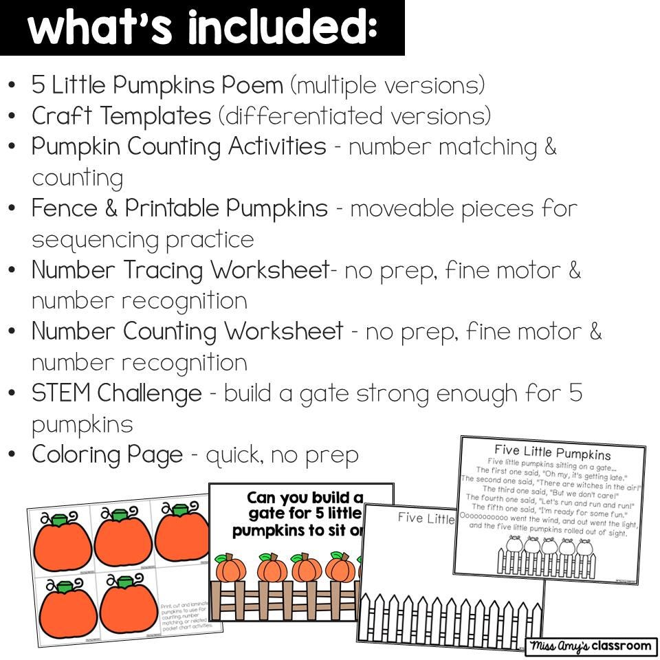 5 Little Pumpkins Activities & Crafts - Halloween Preschool Printables ...