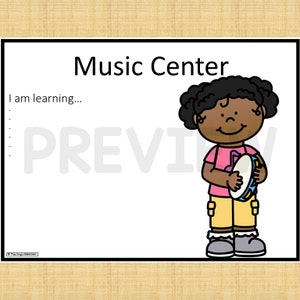 Editable Center Signs With Learning Objectives and Images | Preschool ...