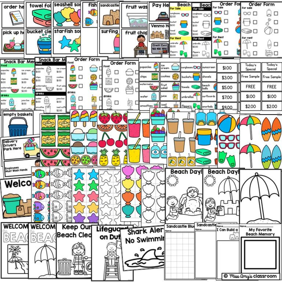 Beach Dramatic Play Printables for Kids – Summer Pretend Play Center ...