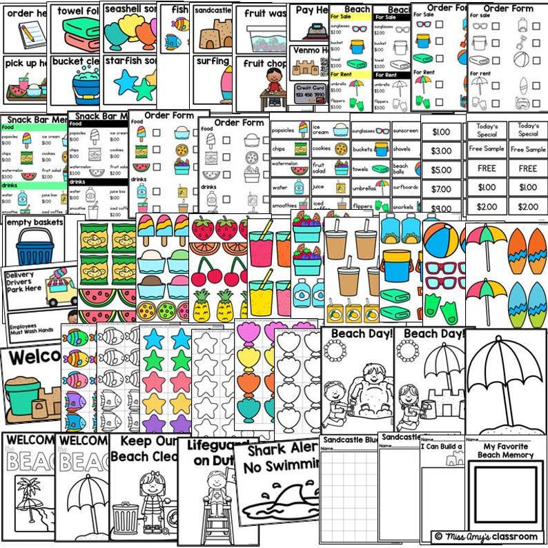 Beach Dramatic Play Printables for Kids – Summer Pretend Play Center ...