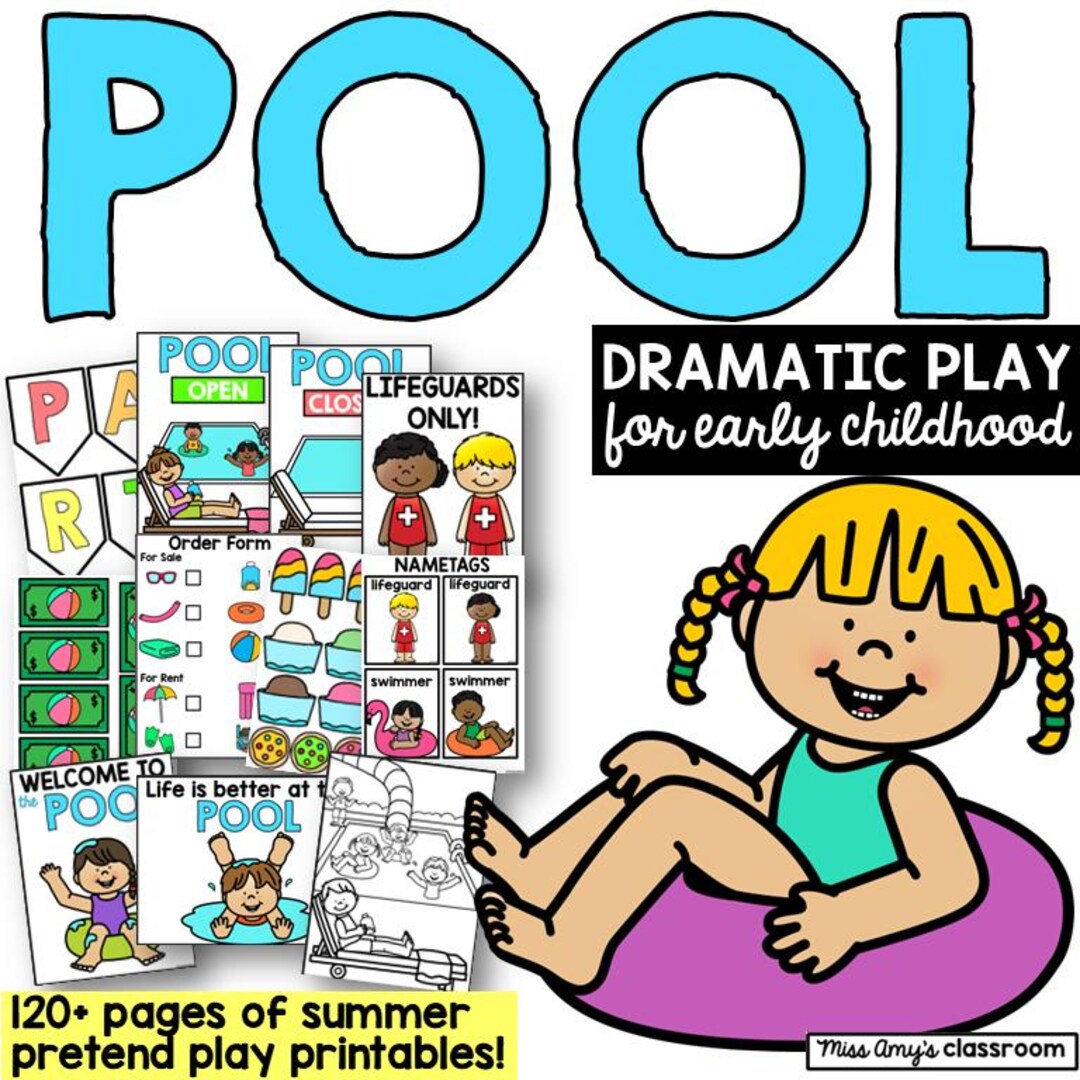 Pool Party Pretend Play Printables: Summer Dramatic Play Kit (120 ...