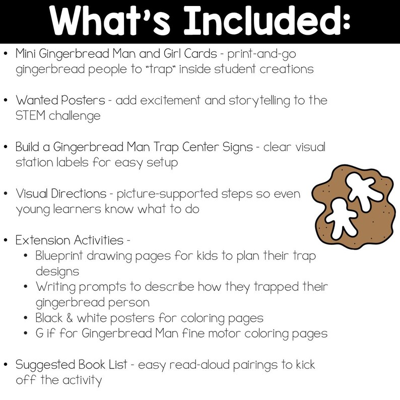 Gingerbread Man STEM Activity: Christmas Preschool & Kindergarten ...