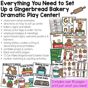 Gingerbread Bakery Dramatic Play Center - Christmas Pretend Play ...