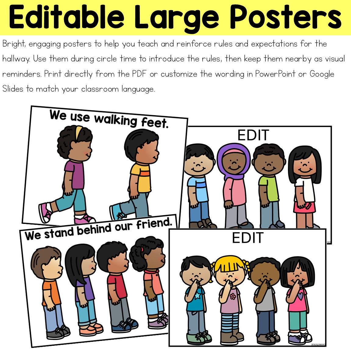 Preschool Line up Rules Poster Set: Classroom Management Printables ...