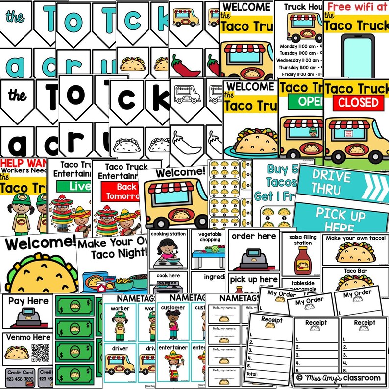 Taco Stand Dramatic Play Printable - Taco Truck Pretend Play Center for ...