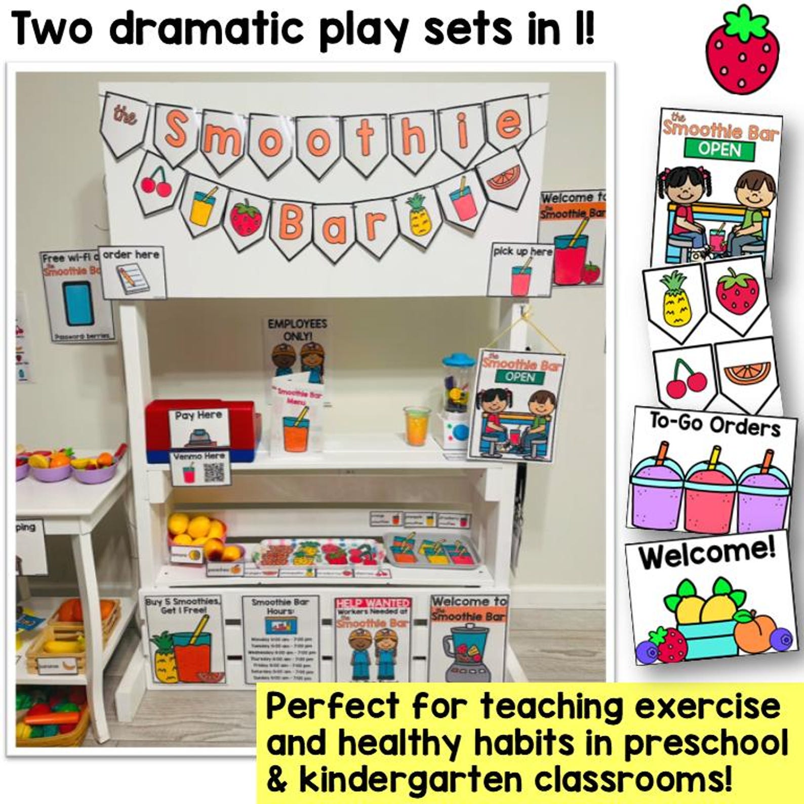 Gym & Smoothie Bar Dramatic Play Printables: Preschool Fitness (digital ...