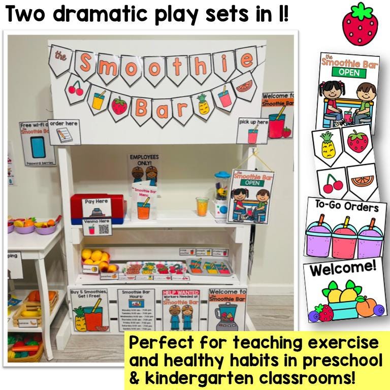Gym & Smoothie Bar Dramatic Play Printables: Preschool Fitness (digital ...